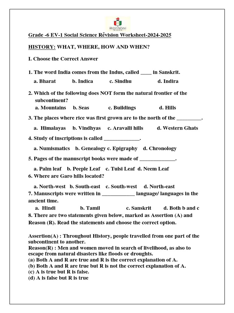 Gr.6 EV1- Revision Worksheet -25 -2 | PDF | Earth | Planets