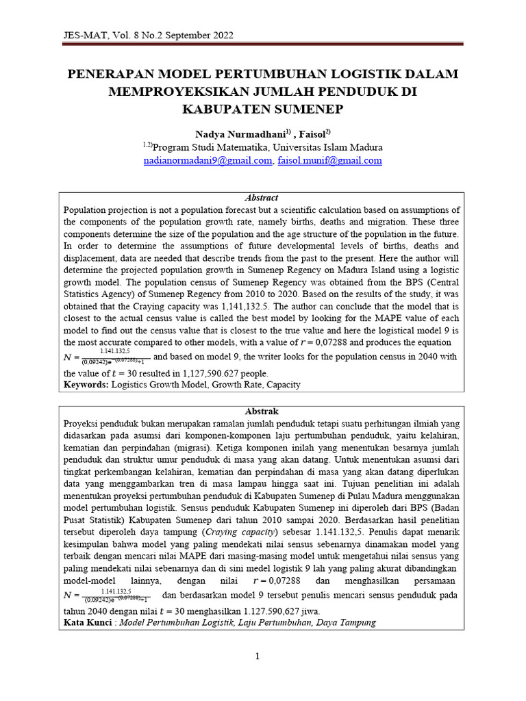 Artikel Syarat Uts Pemodelan Matematika | PDF | Ilmu Sosial