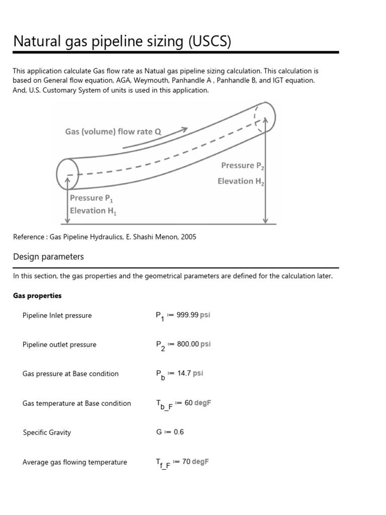 Natural Gas Pipeline Sizing USCS - Flow | PDF | Gases | Pressure