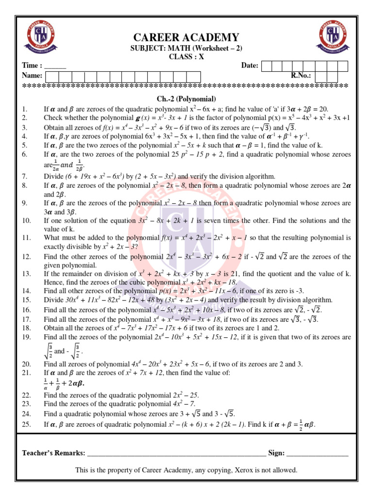 2. Polynomial | PDF | Polynomial | Zero Of A Function