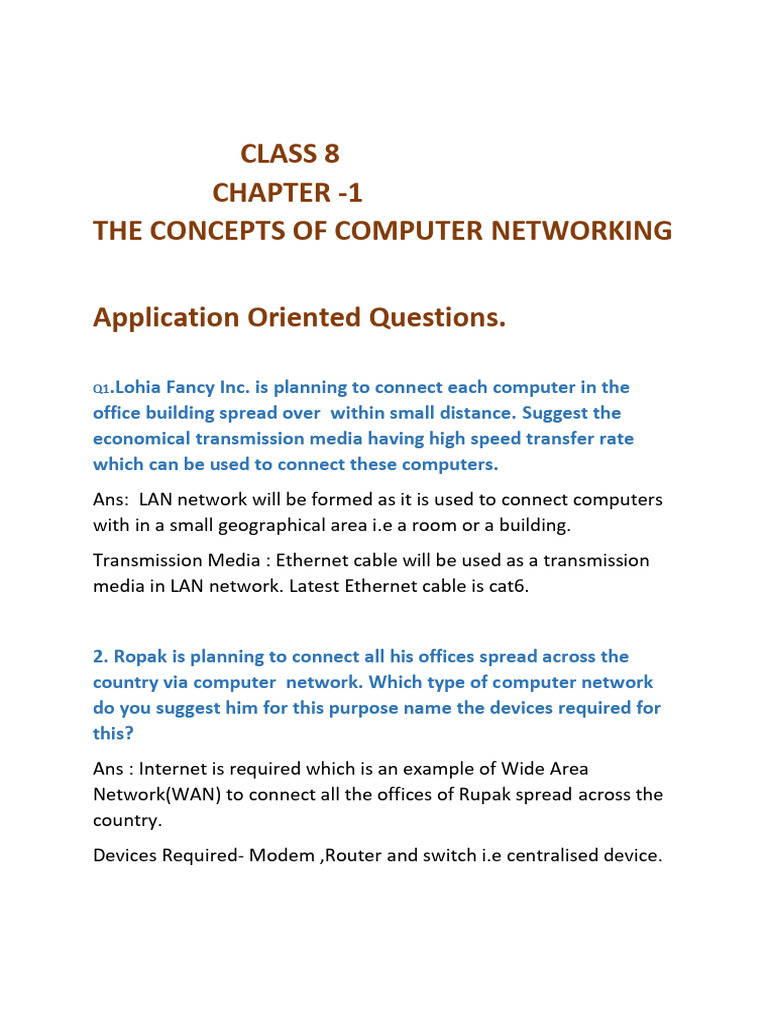 Application Oriented CH - 1,2,3 Class 8th | PDF | Operating System | Computer Network
