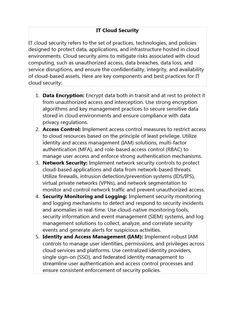 IT Cloud Security | PDF | Information Security | Cloud Computing IT Cloud Security | PDF | Information Security | Cloud Computing