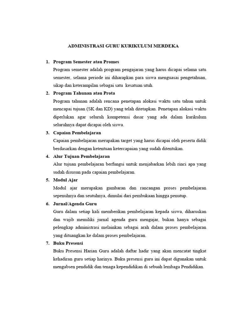 Administrasi Guru Kurikulum Merdeka | PDF | Bisnis | Seni