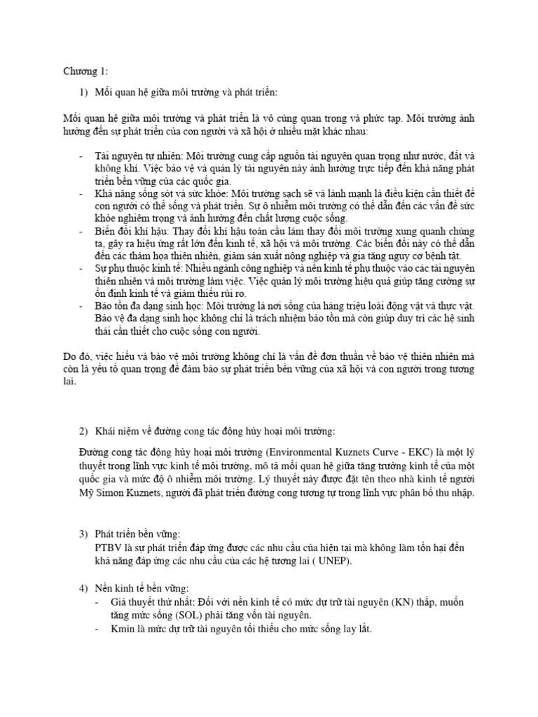 Chương 1 Kte Moi Truong | PDF