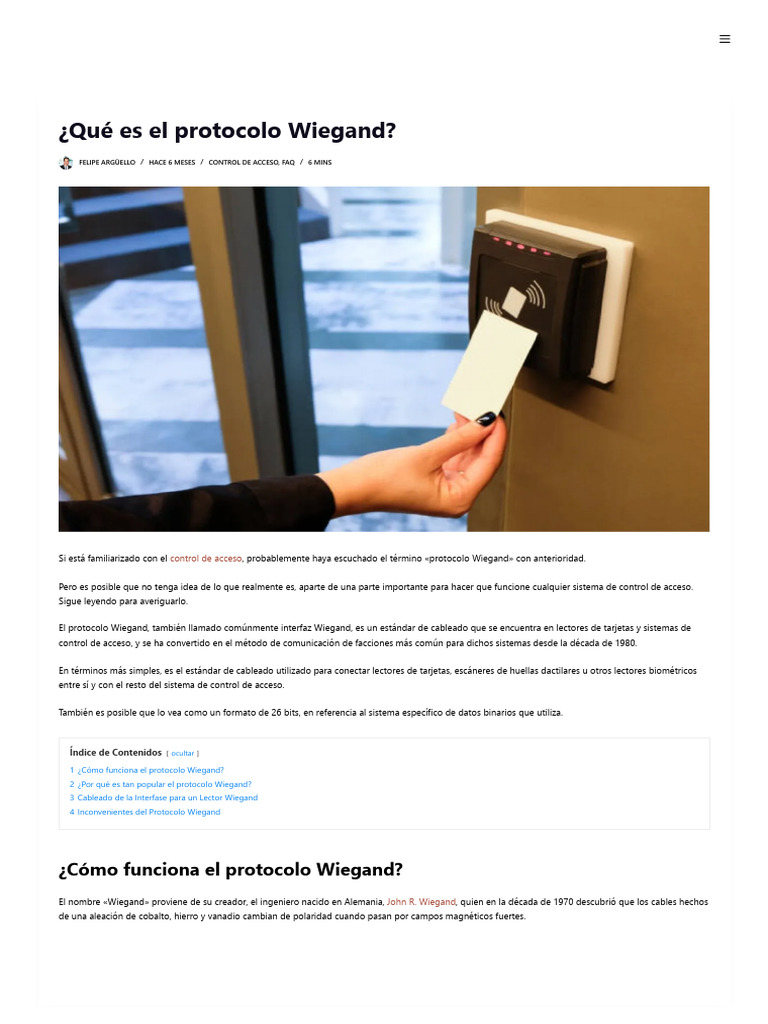 ¿Qué Es El Protocolo Wiegand - Infoteknico | PDF | Poco | Biometría