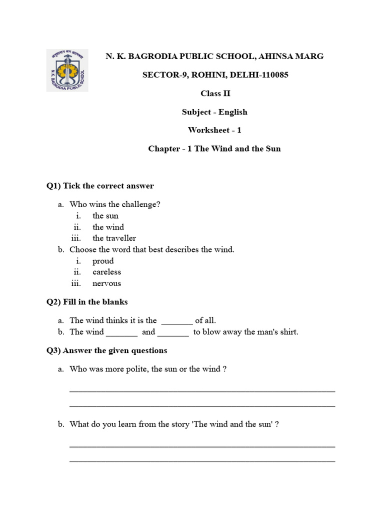 English_Worksheets_Class2_2023-24 | PDF | English Language | Noun