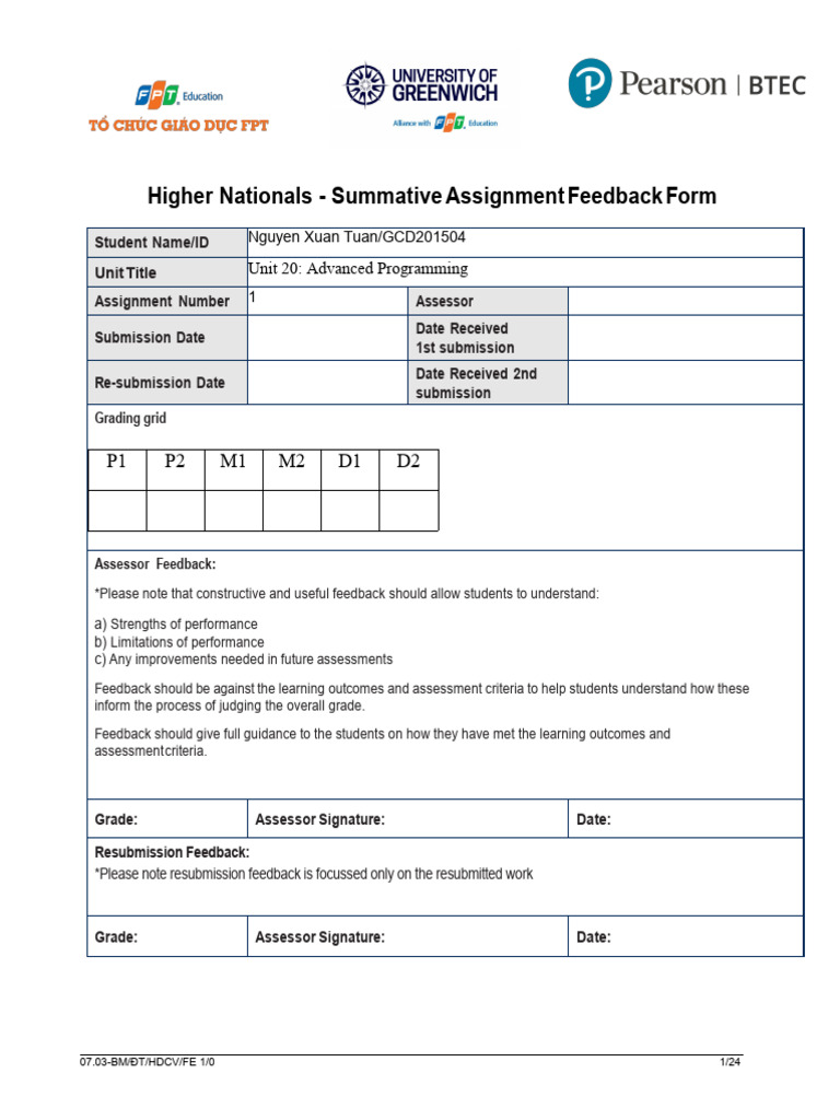 Assignment1 NguyenXuanTuan GCD201504 1651 | PDF | Object Oriented ...