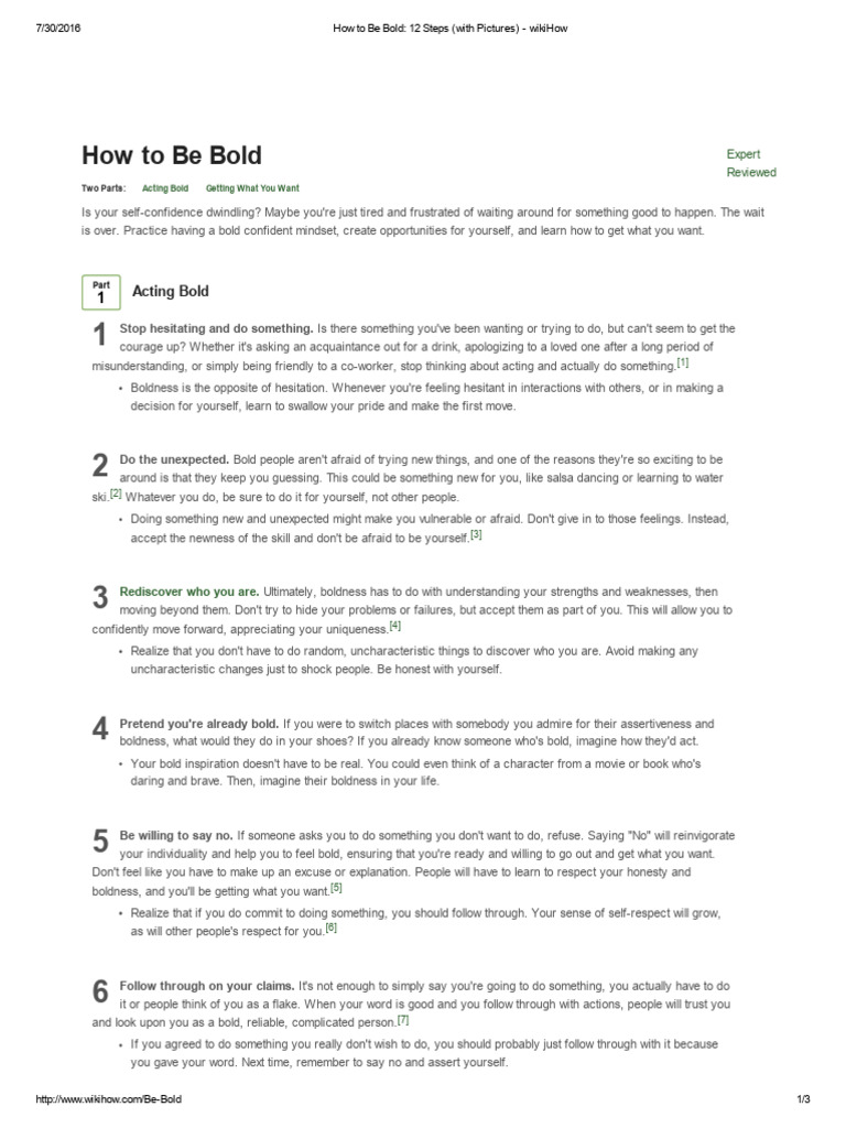 How to Be Bold 12 Steps PDF | PDF | Risk