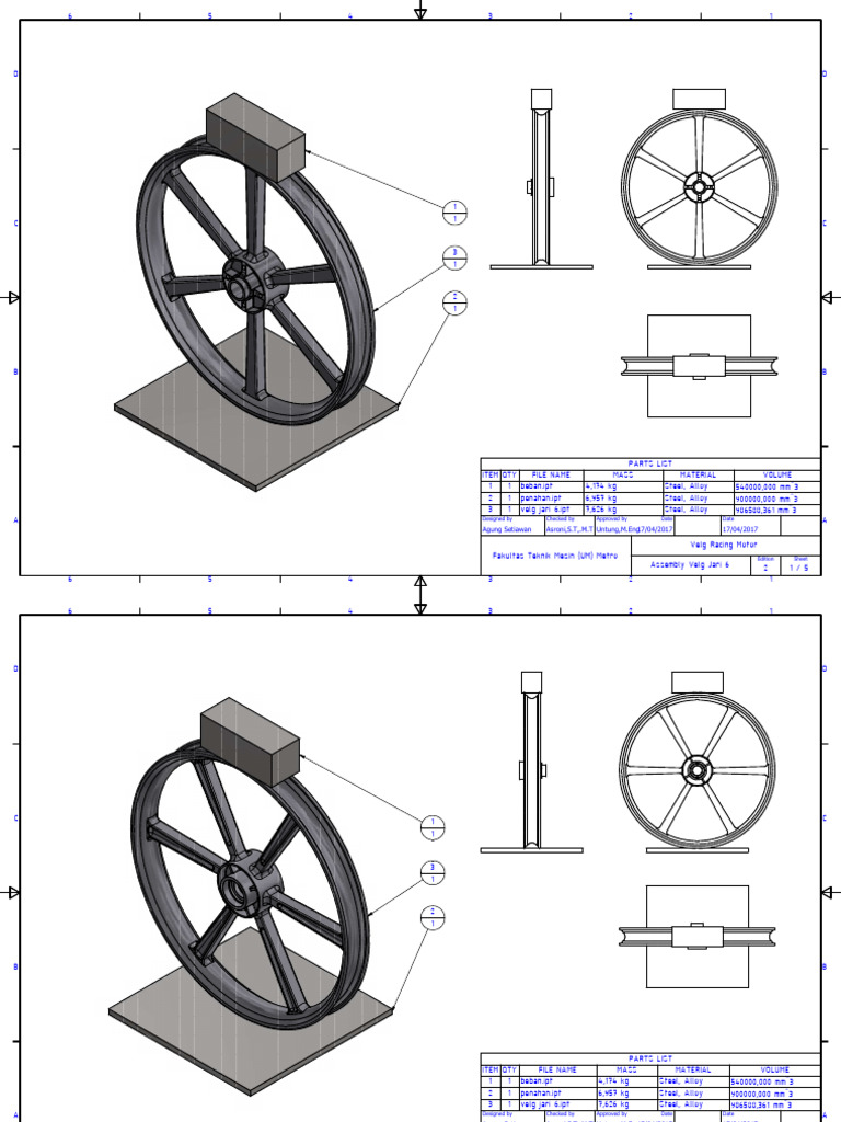 Detail Drawing 2D Velg Racing Motor | PDF | Building Materials | Steel