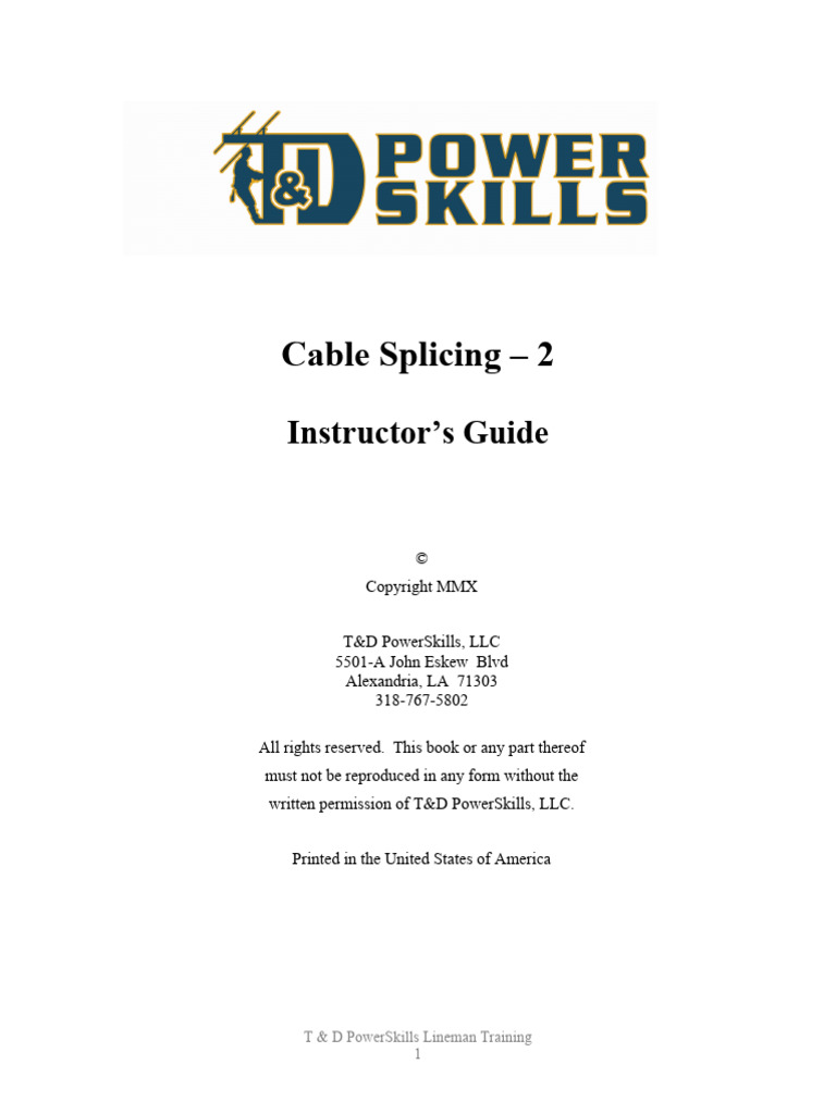 Cable-Splicing-2-Instructors-Guide | Download Free PDF | Electrical ...