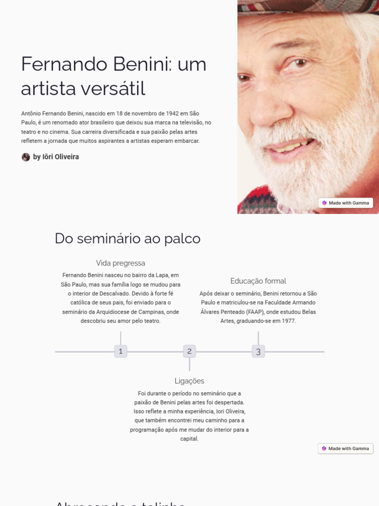 Fernando Benini: Trajetória no Teatro e TV | PDF
