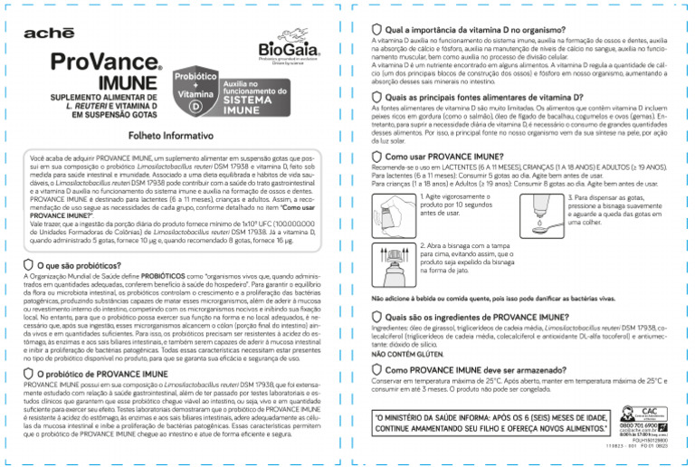 Folheto Provance Imune Gotas | PDF