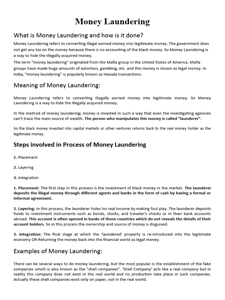 What Is Money Laundering and How Is It Done | PDF | Money Laundering ...