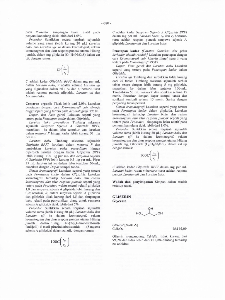 Monografi Gliserin dalam Farmakope | PDF