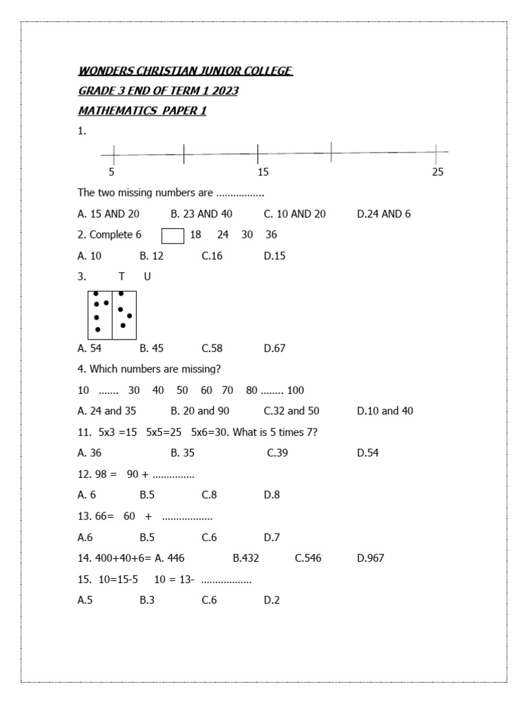 First Term Grade 3 Tests | PDF | Teaching Methods & Materials