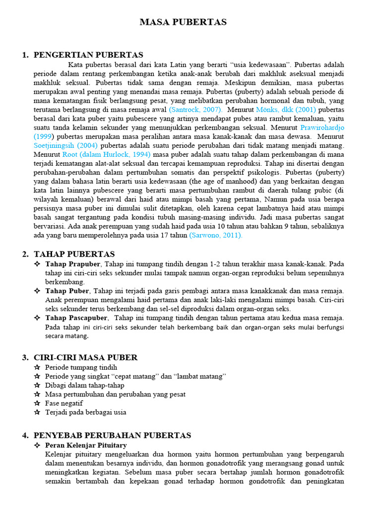 Resume Masa Pubertas | PDF