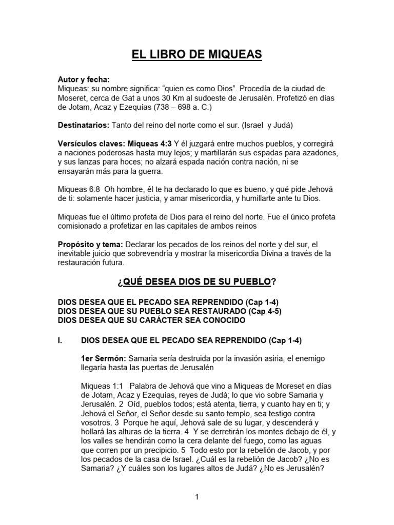 El Libro de Miqueas | PDF | Pecado | Jacob
