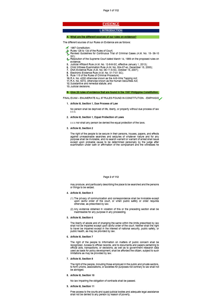 Summary Evidence 2 | PDF | Burden Of Proof (Law) | Evidence (Law)