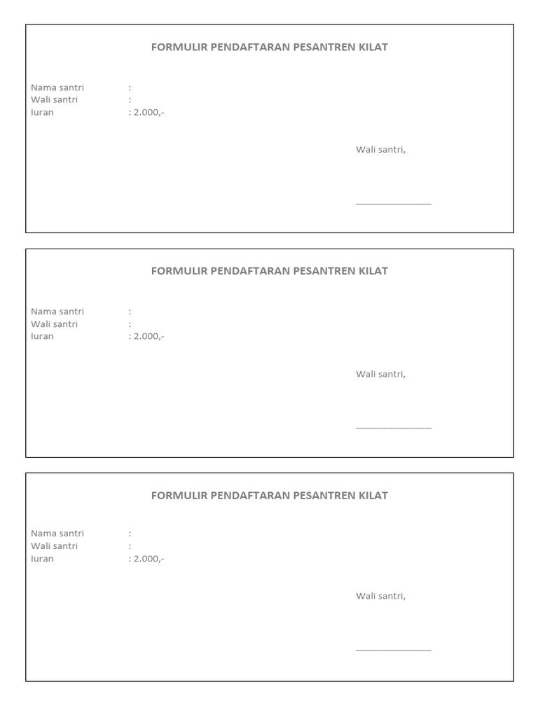 Formulir Pendaftaran Pesantren Kilat | PDF Formulir Pendaftaran Pesantren Kilat | PDF