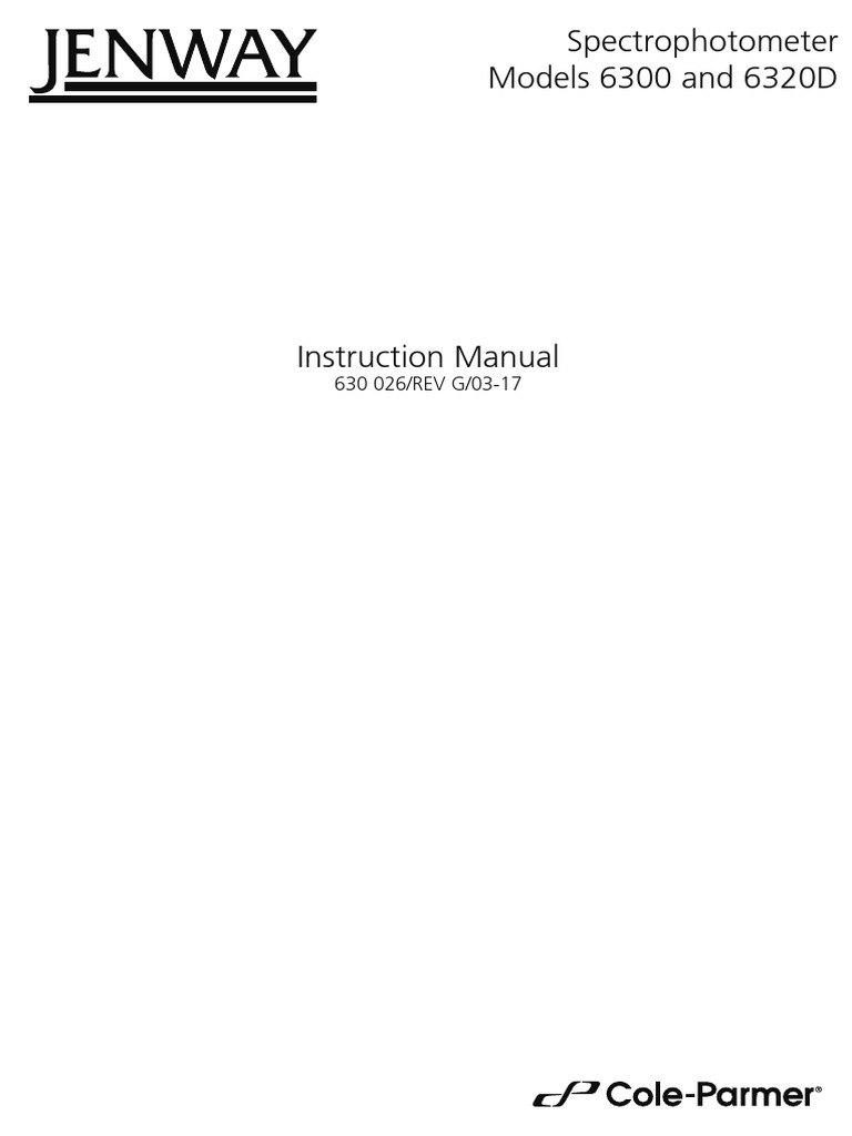 Sécurité des spectrophotomètres Jenway 63 | PDF