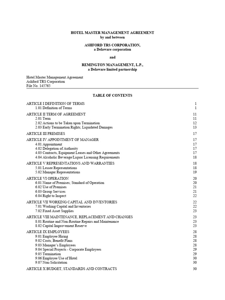 Hotel Management Agreement Guide | PDF | Lease | Franchising