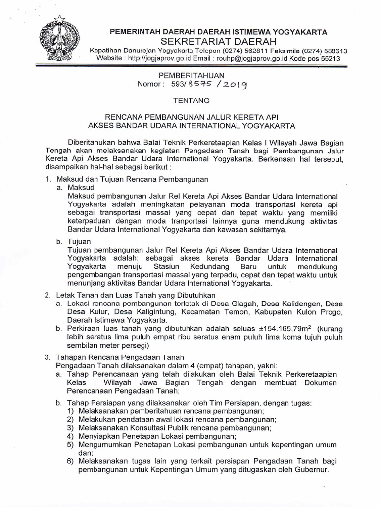 Rencana Pembangunan Jalur KA Akses Bandara International Yk-1 | PDF