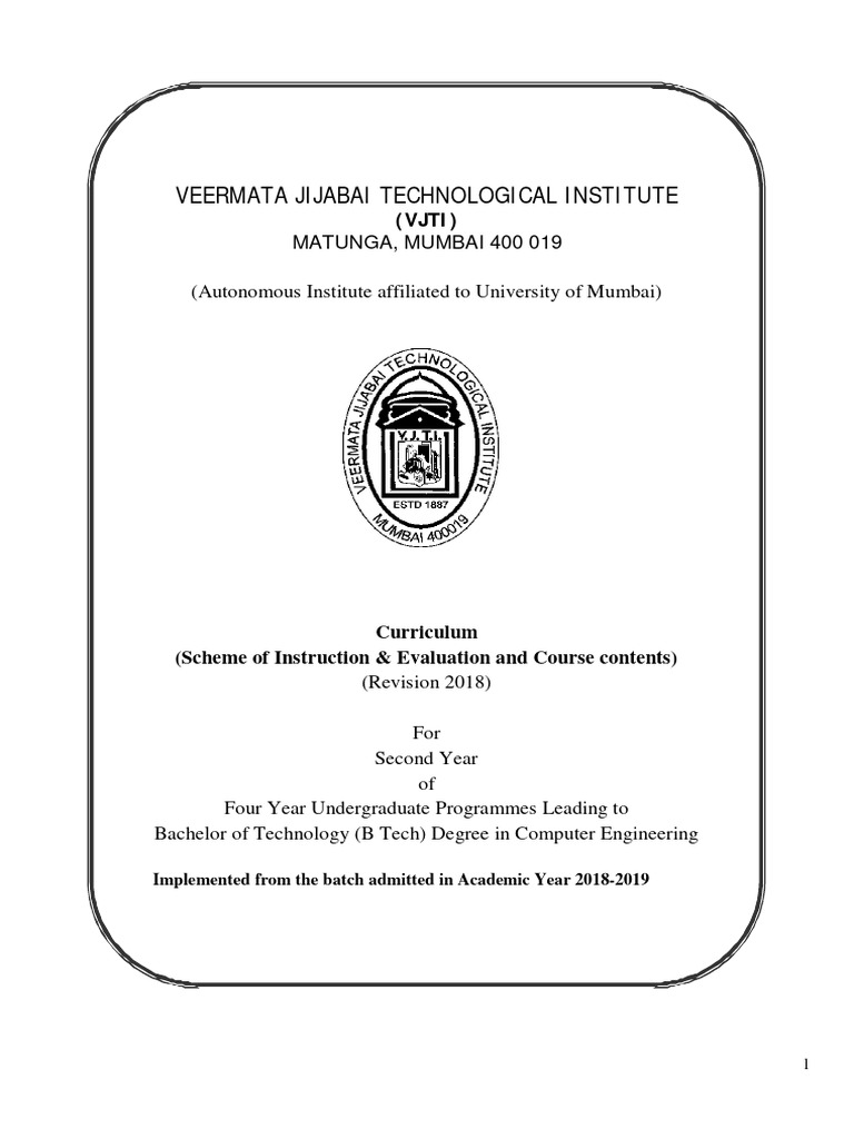 VJTI B.Tech Computer Engineering Curriculum | PDF | Vector Space ...
