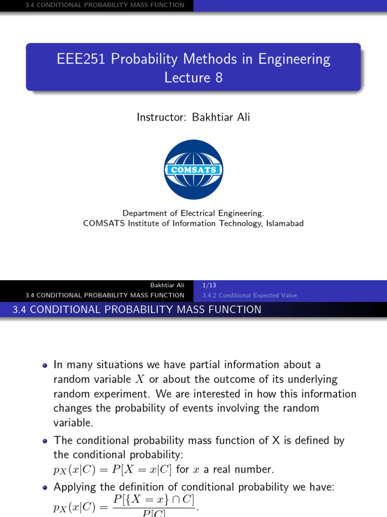 Lecture 8 | PDF | Expected Value | Function (Mathematics)