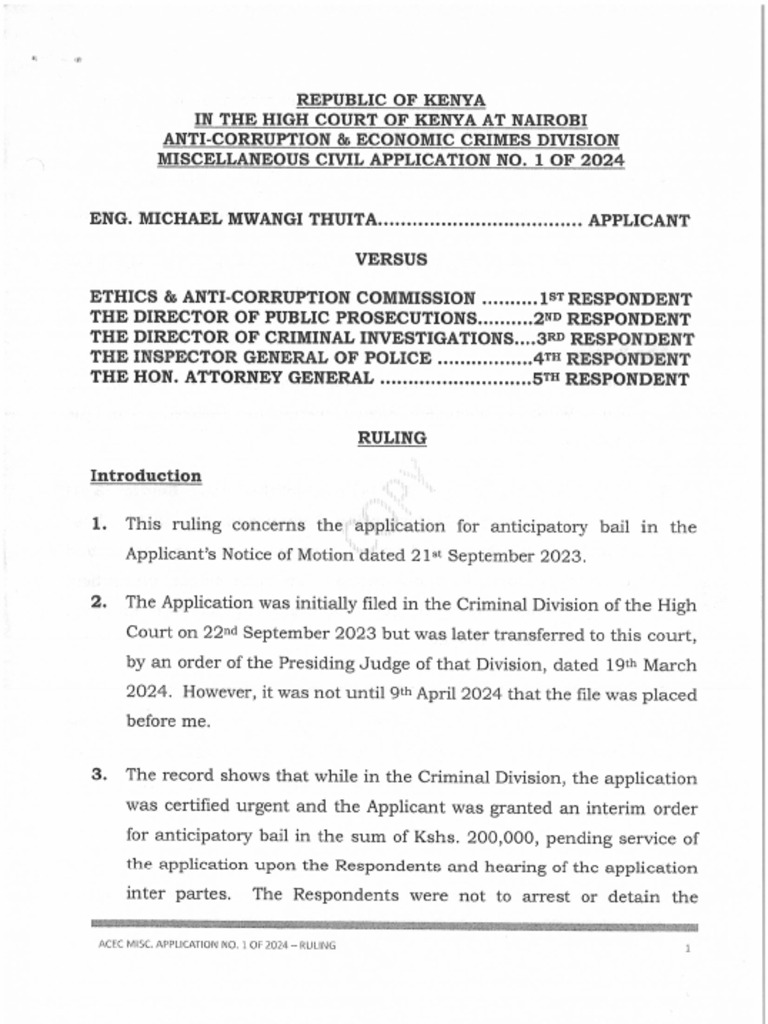 Ruling in ACEC Misc Appl No. 1 of 2024 | PDF