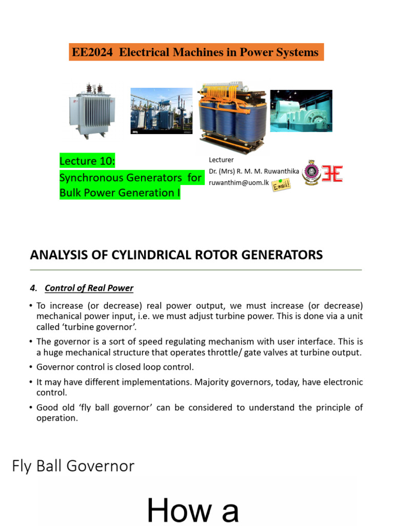EE2024-Lecture 10-Synchronous Generators II | PDF | Electric Generator | Ac Power