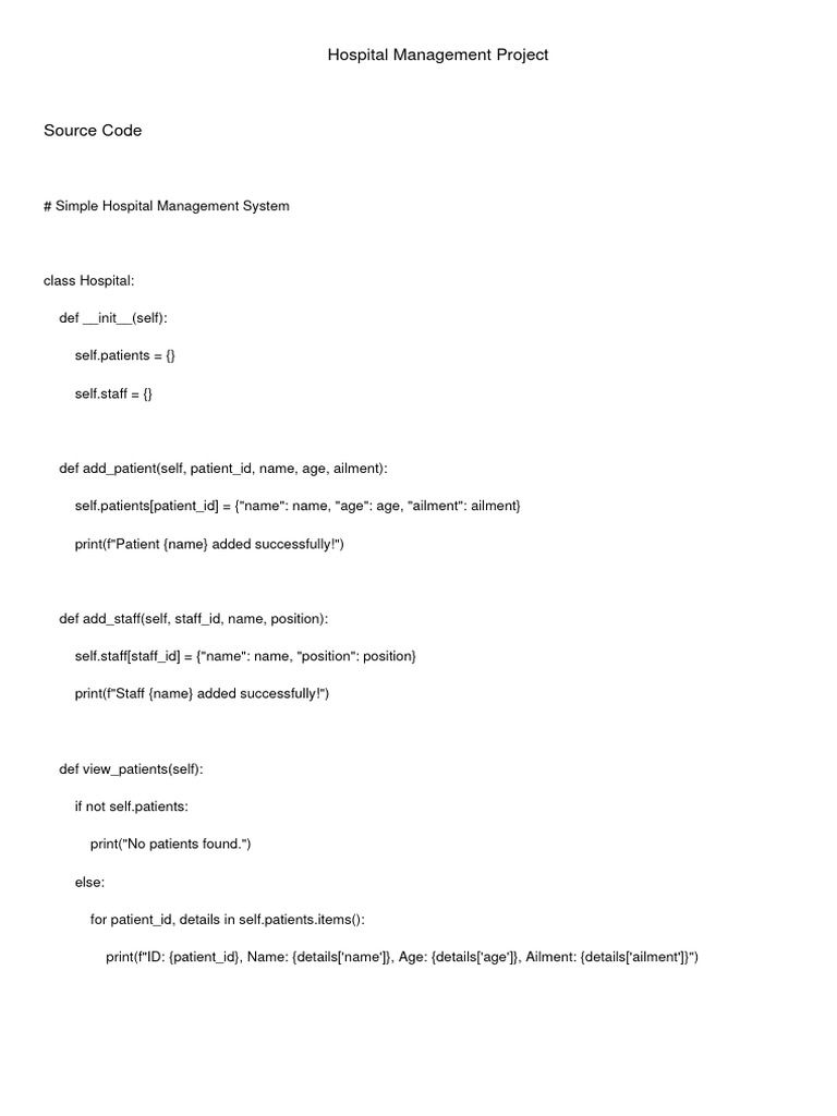 Hospital_Management_Project | Download Free PDF | Health Care | Medicine