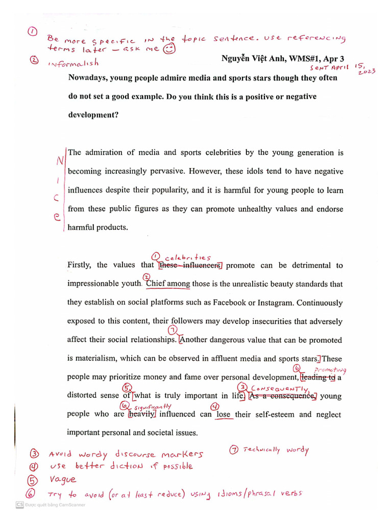 Essay 2 - Sports Stars Not Setting Good Examples | PDF