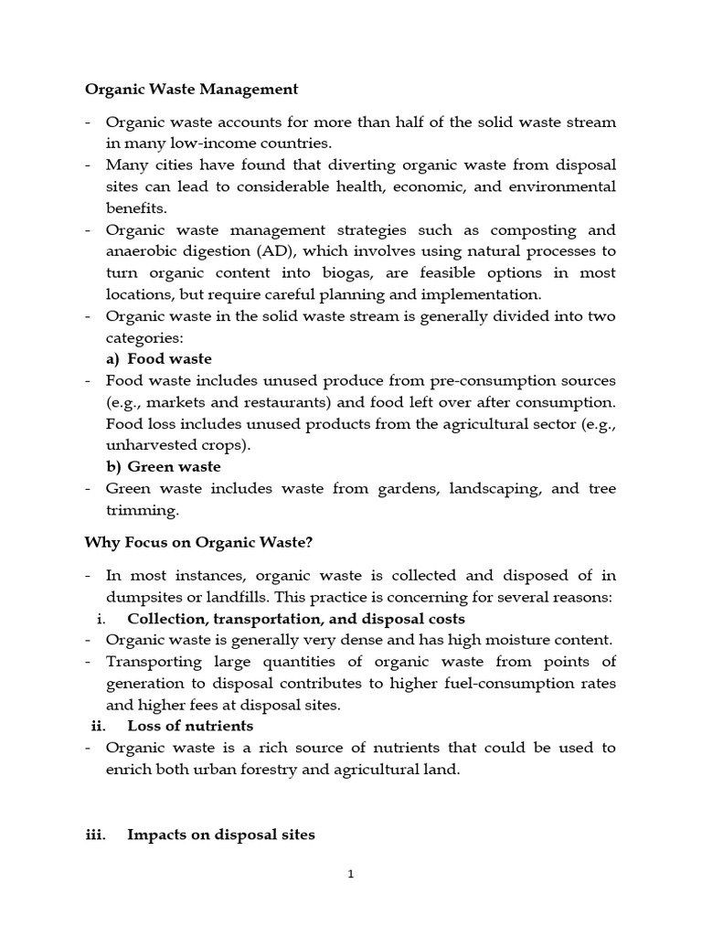 Organic Waste Management | PDF | Compost | Anaerobic Digestion