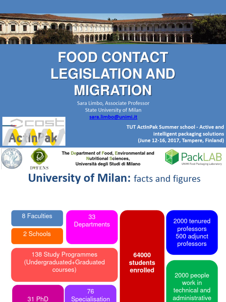 Sara Limbo Food Contact Legislation and Migration | PDF | Adsorption | Diffusion