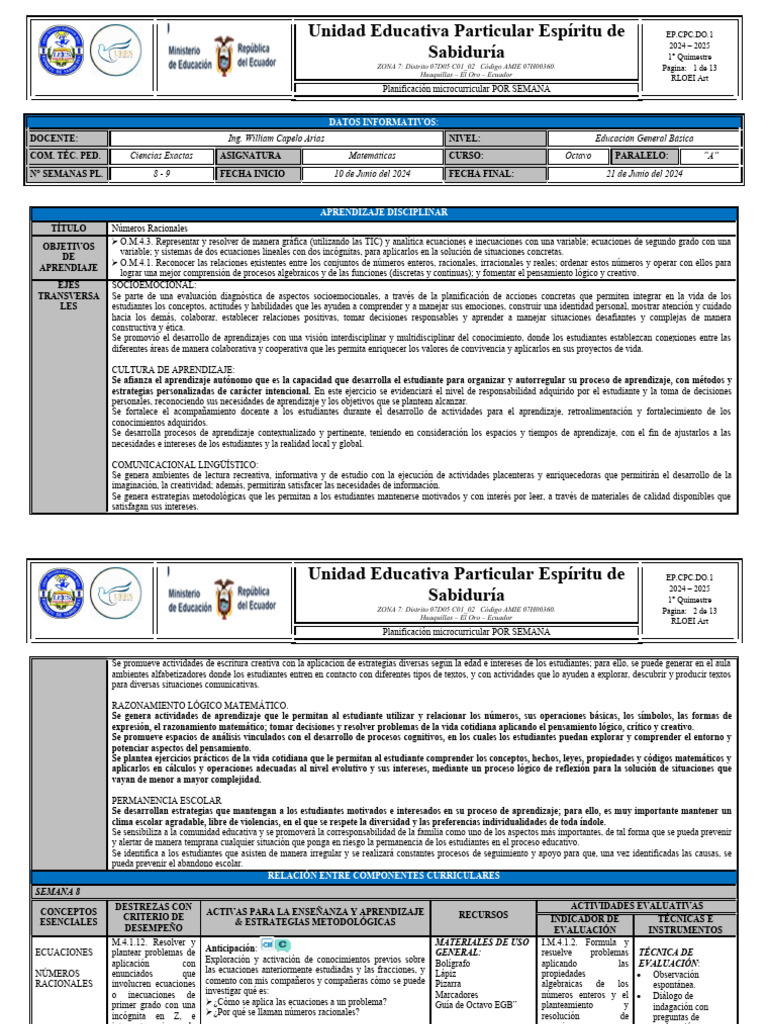 PUM - Disciplinar - 8 Semana 8 - 9 | PDF | Ecuaciones | Aprendizaje