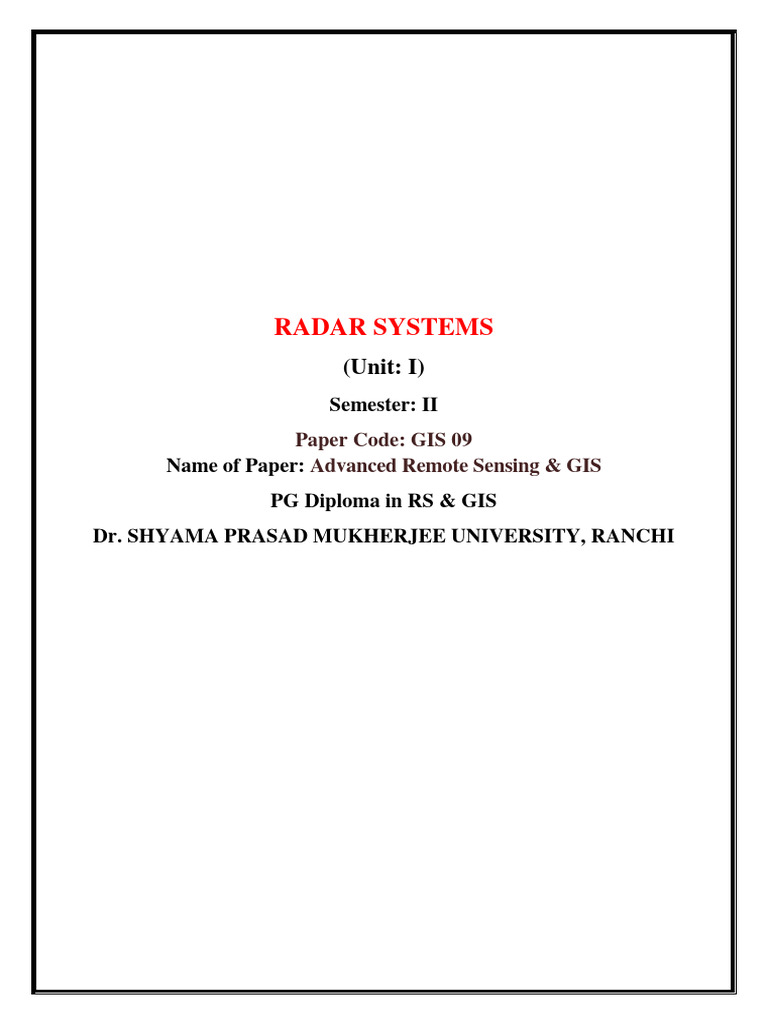 Radar Systems | PDF | Radar | Polarization (Waves)