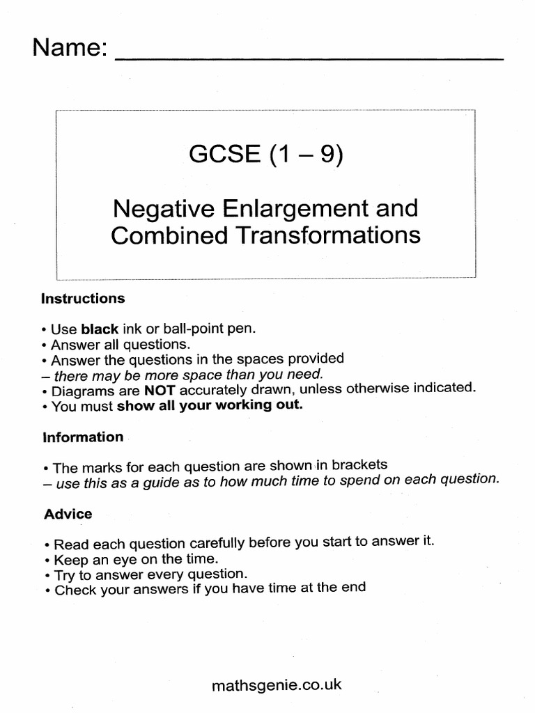 6 Enlargement Negative Scale Factorans | PDF