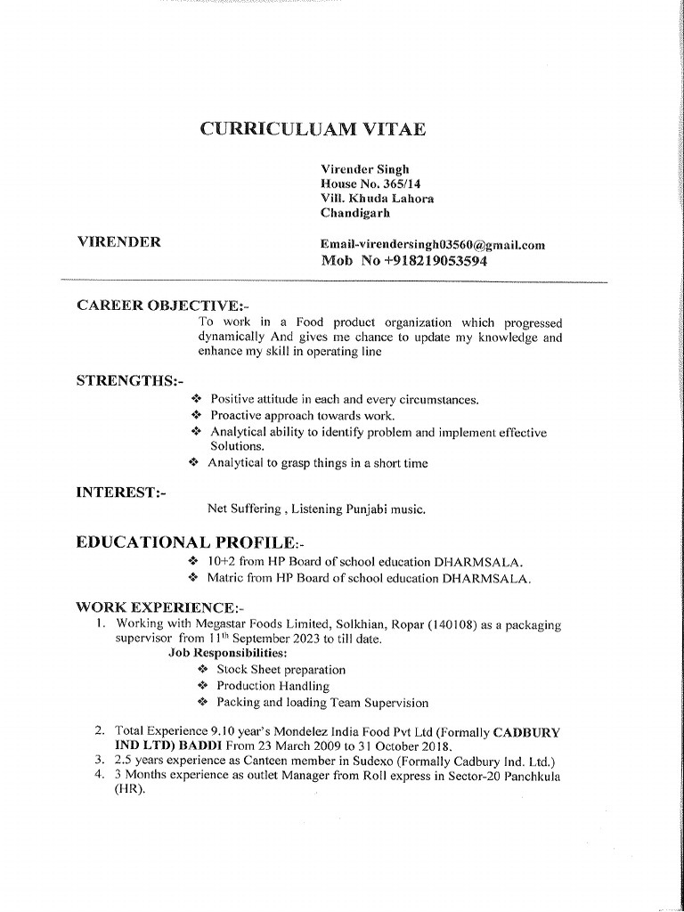 Resume Virender Singh | PDF