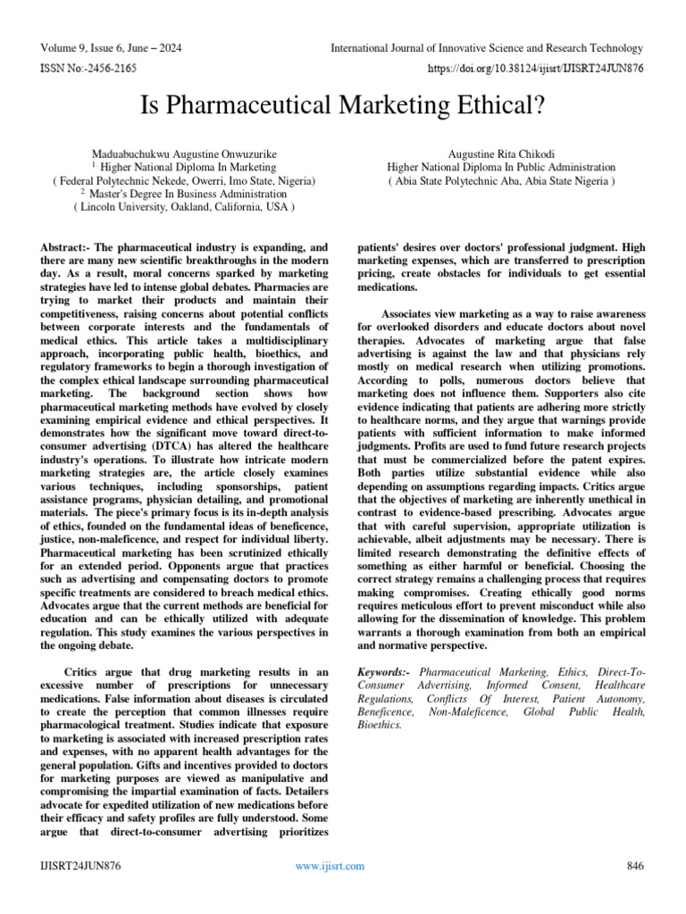 Is Pharmaceutical Marketing Ethical? | PDF | Medical Ethics | Prescription Drugs