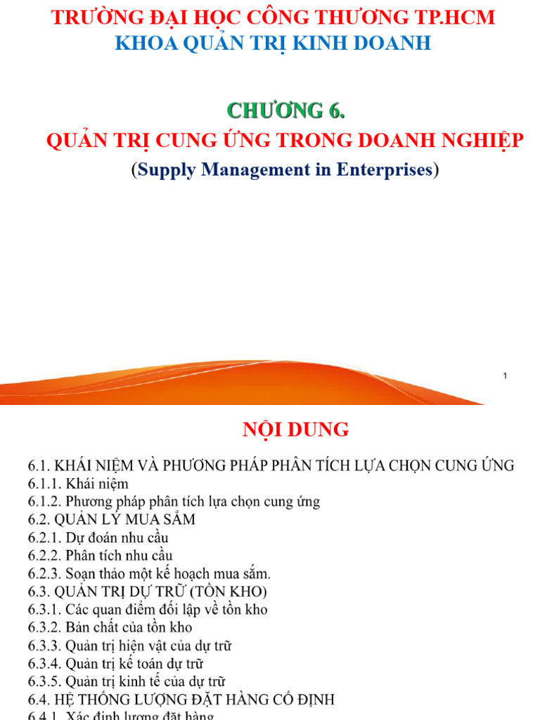 Chuong 6. Quan Tri Cung Ung Trong Doanh Nghiep | PDF