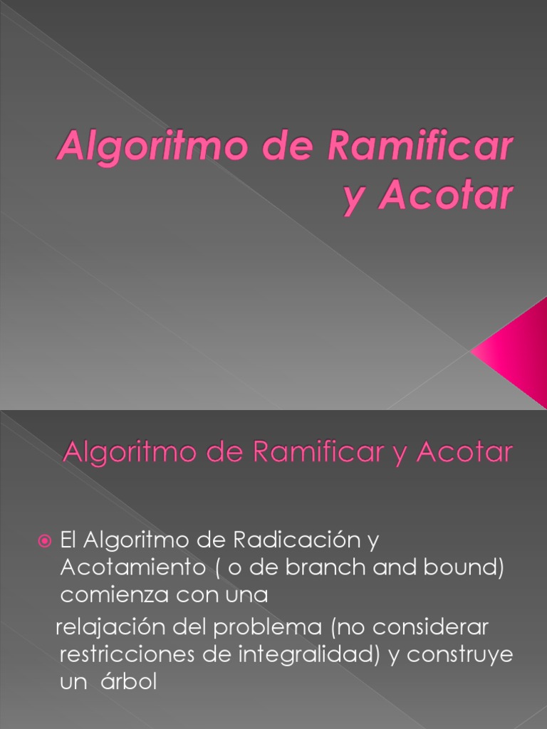 Algoritmo de Ramificar y Acotar | PDF | Programación lineal | Algoritmos
