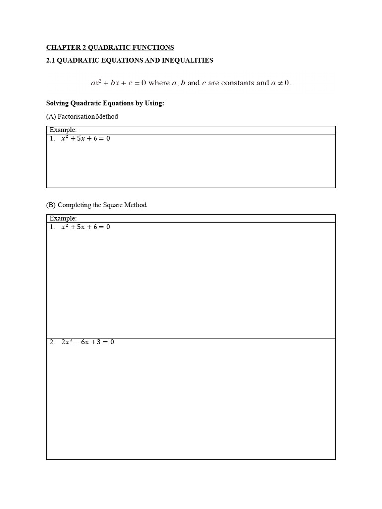 Chapter 2 Quadratic Functions | PDF | Quadratic Equation | Applied ...