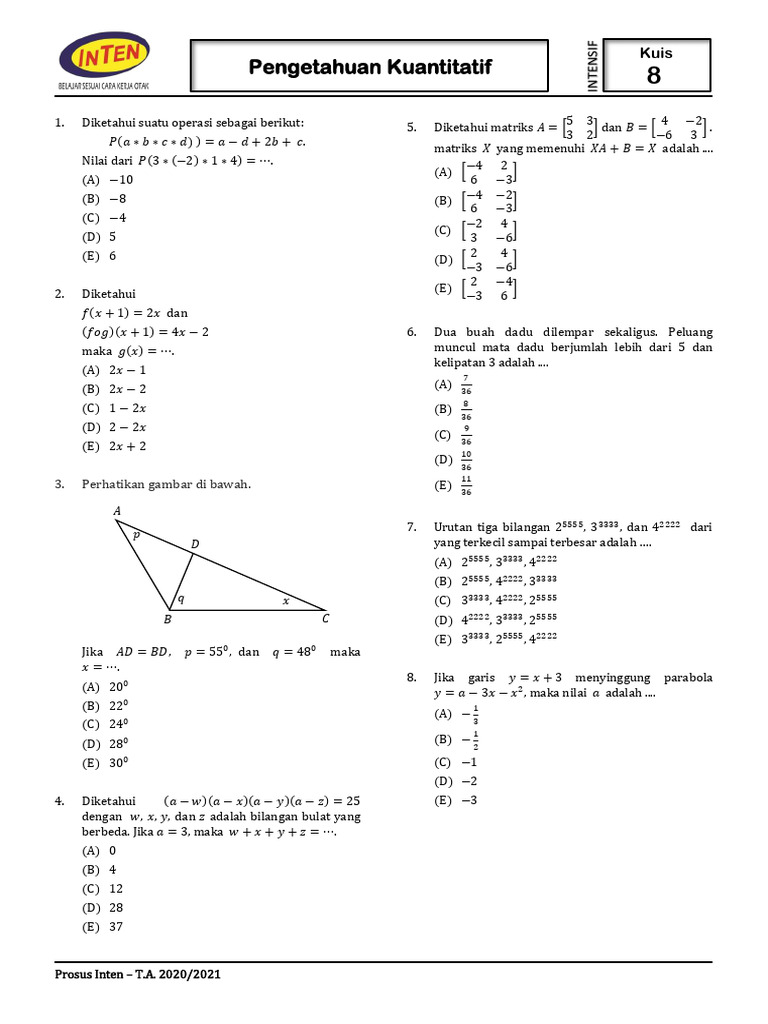 Kuis PK 8 - PLUS | PDF
