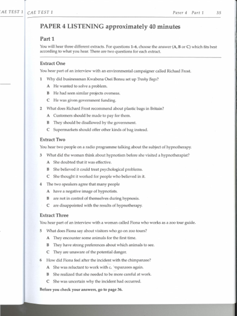 Listening Paper 4 Part 1 | PDF