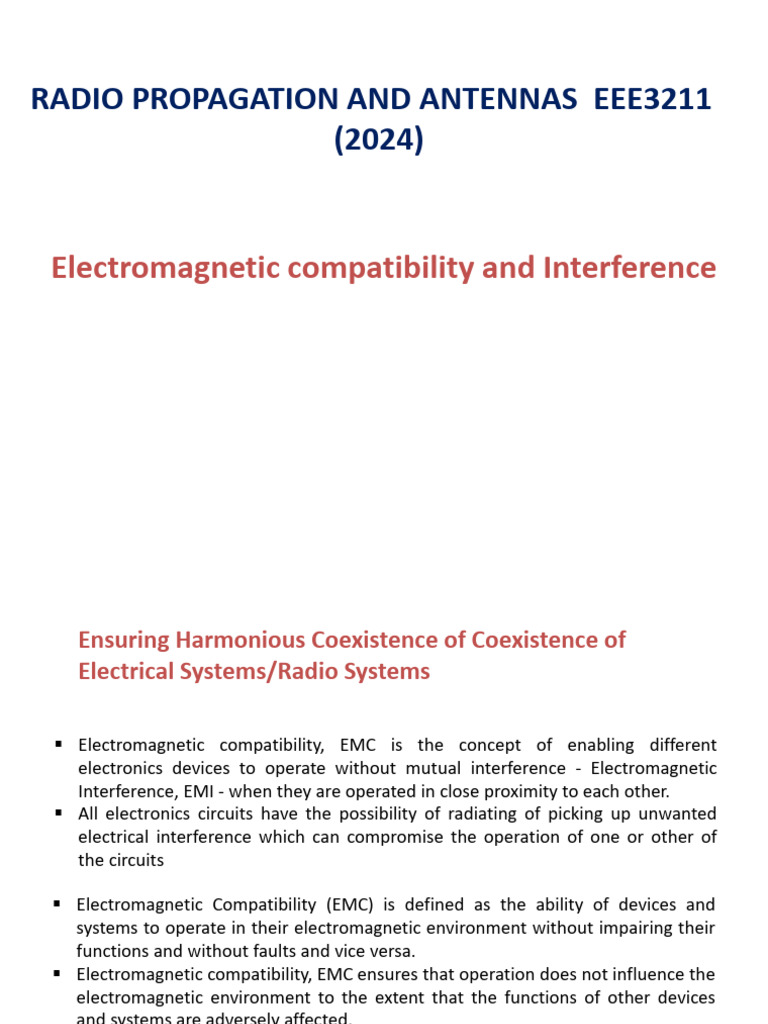 Electromagnetic Compatibility and Interference - RPA 2024 | PDF | Electromagnetic Interference ...