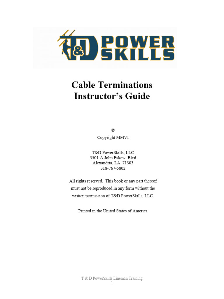 Cable Terminations Instructors Guide | PDF | Insulator (Electricity) | Electrical Engineering