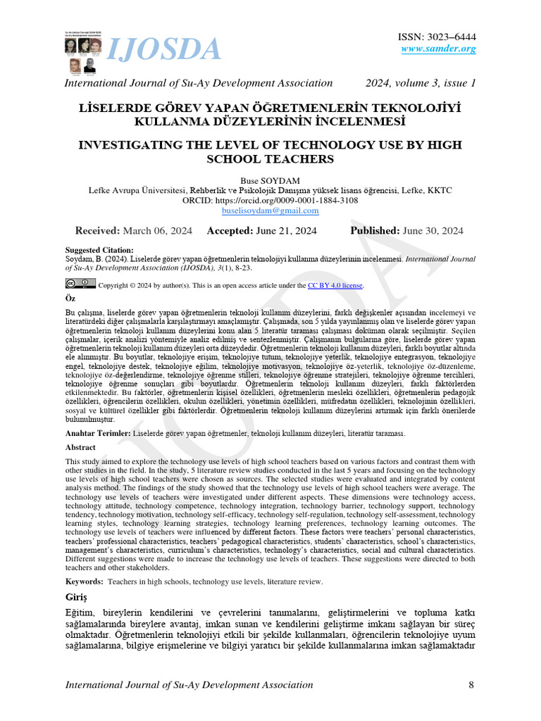 L - Selerde G - Rev Yapan - Retmenler - N Teknoloj - y - Kullanma D - Zeyler - N - N - Ncelenmes ...