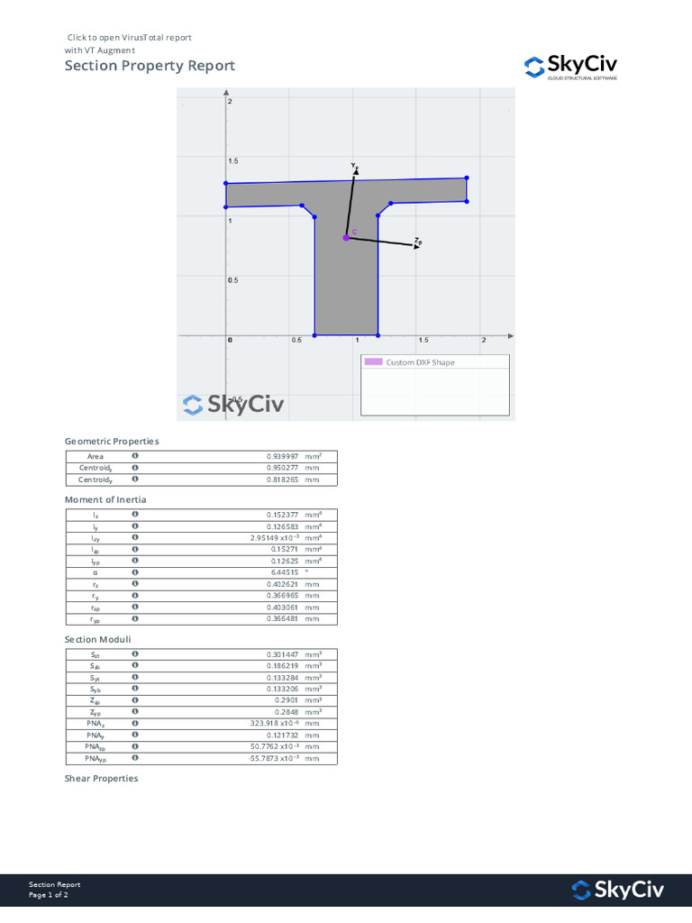 Geometric and Shear Properties Report | PDF | Mechanics