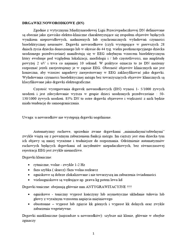 Drgawki Noworodkowe | PDF
