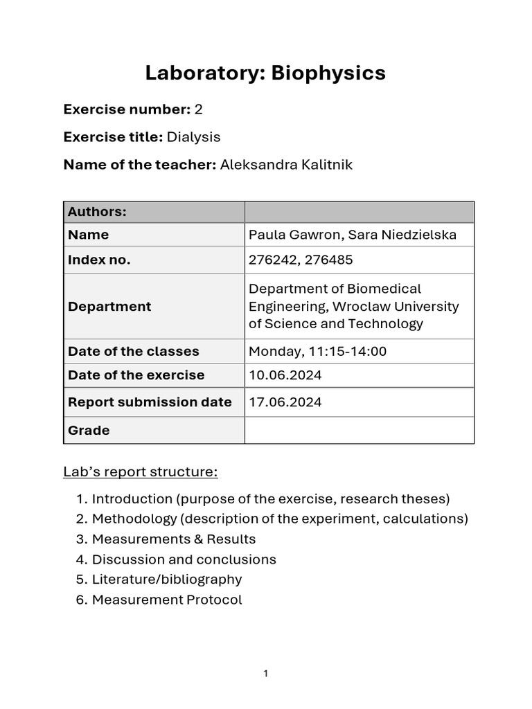 Biophysics - Raport 3 | PDF | Absorbance | Experiment